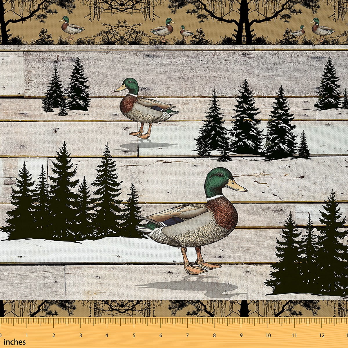 jejeloiu Farmhouse Mallard Duck Fabric by the Yard 1 Yard,Rustic Cabin ...