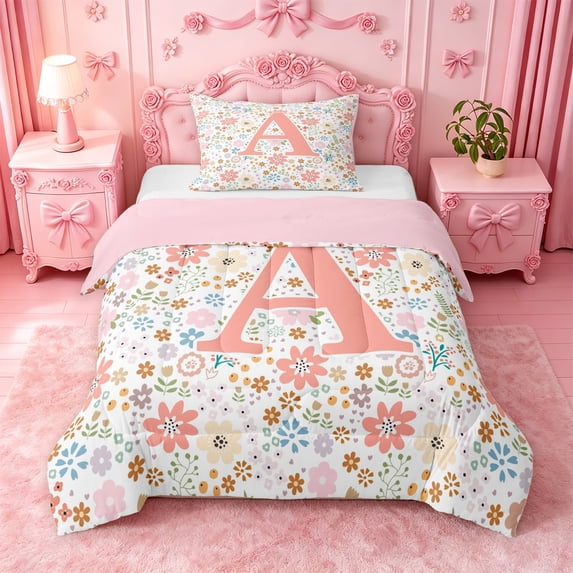 Catabedysis Floral ABC Print A Twin Comforter Sets For Girl,Colorful ...