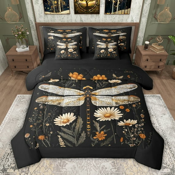 jejeloiu Flying Animal Dragonfly 7-Piece Bedding Comforter Set,Cute ...