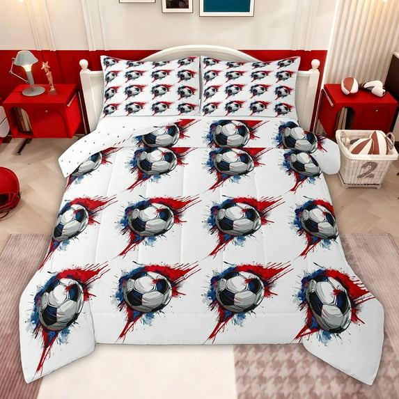 jejeloiu Football Football Game Full Size Comforter Sets,Watercolor ...