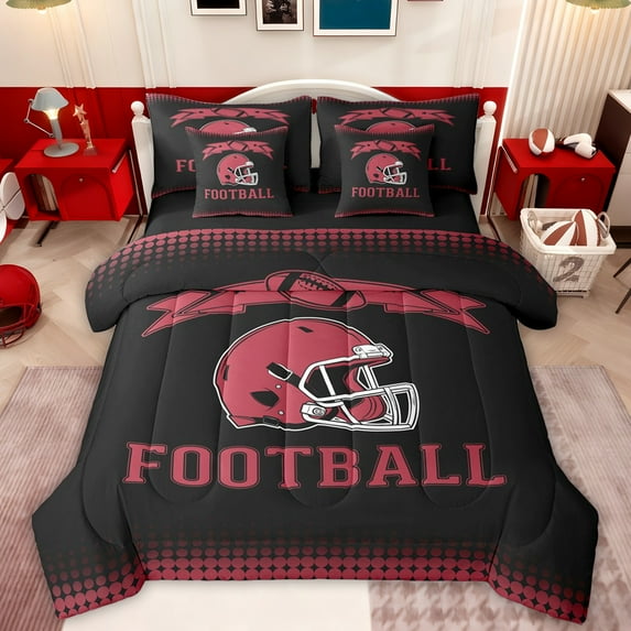 jejeloiu Football Game Gaming 7 Pieces Bedding Comforter Set,Red Rugby ...