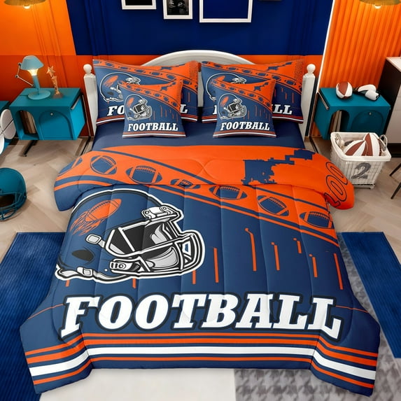 jejeloiu Football Game Helmet 7-Piece Bedding Comforter Set,Rugby Sport ...