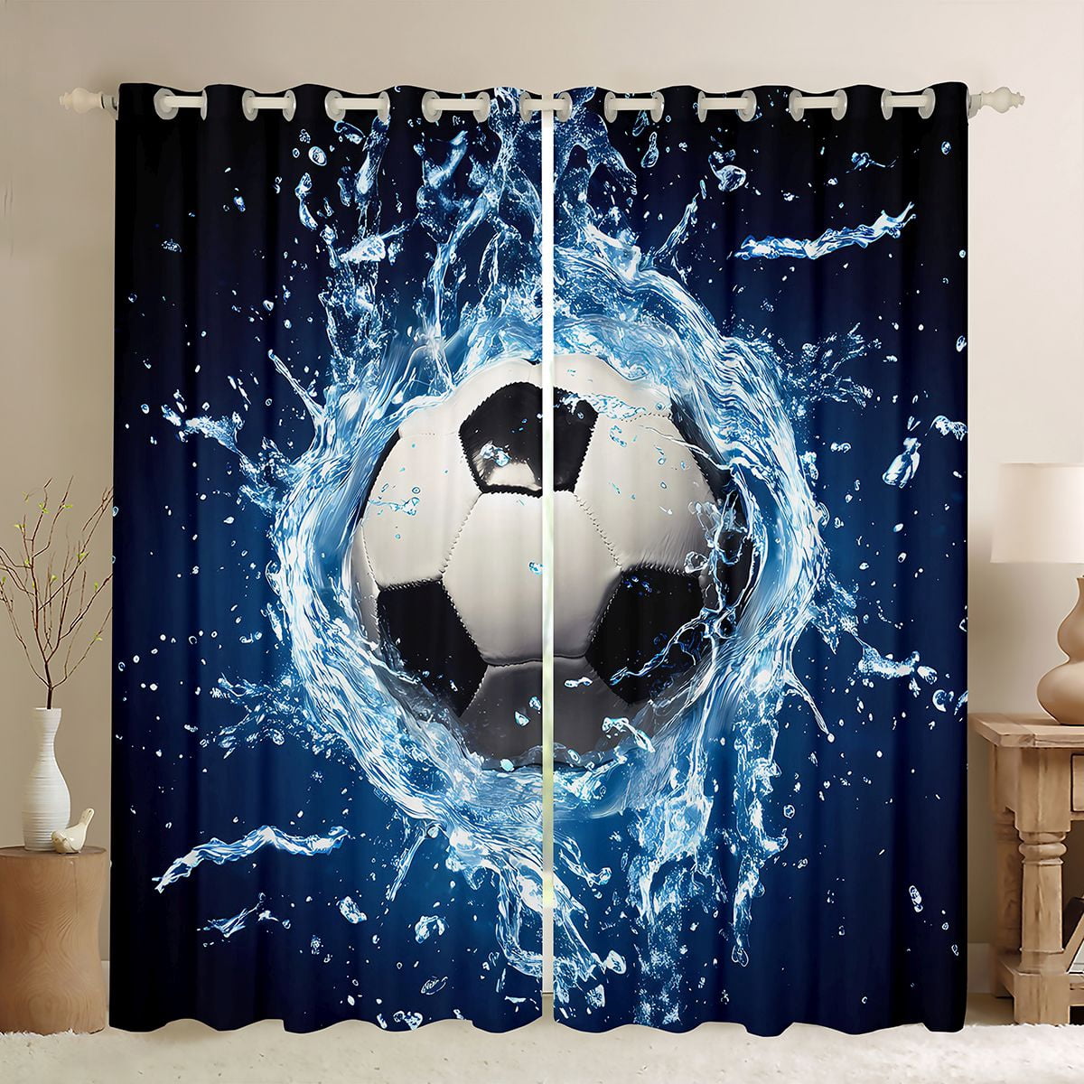 jejeloiu Football Game Lovers Blackout Curtains Set of 2 (52x84 Each ...