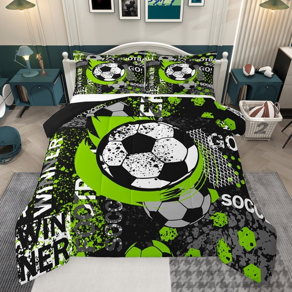 jejeloiu Football Game Queen Comforter Set,Soccer Sport Theme Bedding ...