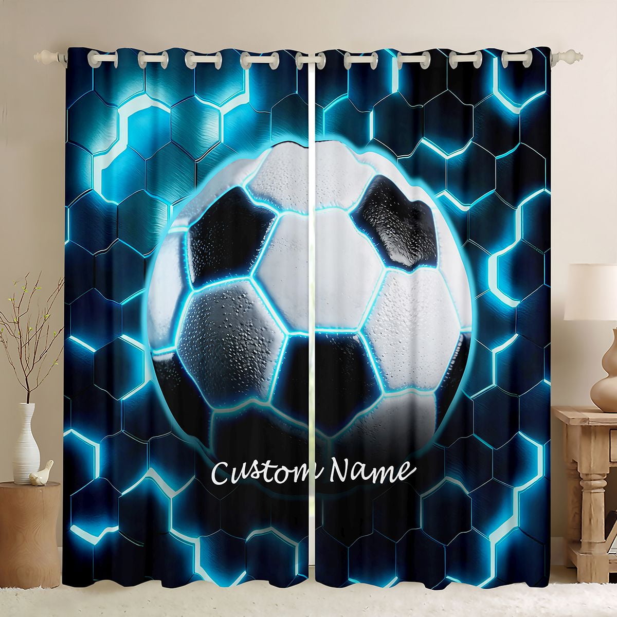 jejeloiu Football Game Sport Blackout Curtains Set of 2 (52x84 Each ...