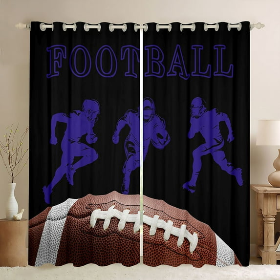 jejeloiu Football Games Black Out Curtains,Brown Rugby Ball Curtains ...