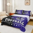 jejeloiu Football Sport Game Queen Sheet Sets,Purple Rugby Helmet Bed ...