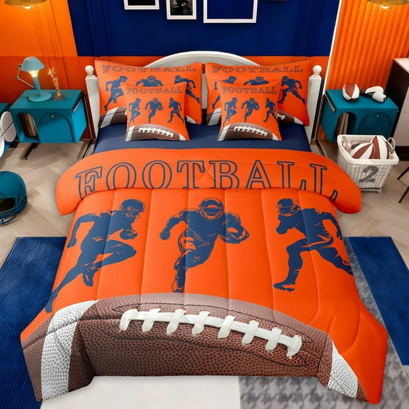 jejeloiu Football Sport Lover 7 Pieces Bedding Comforter Set,Orange ...