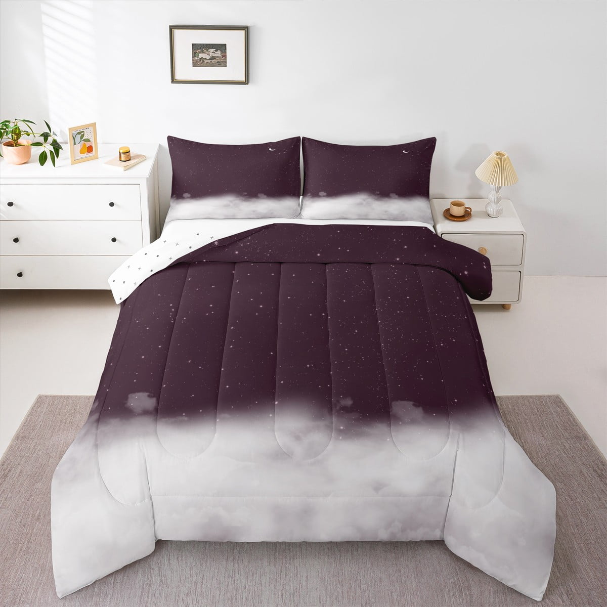 jejeloiu Galaxy Starry Night Full Size Comforter Sets,Universe Milky ...