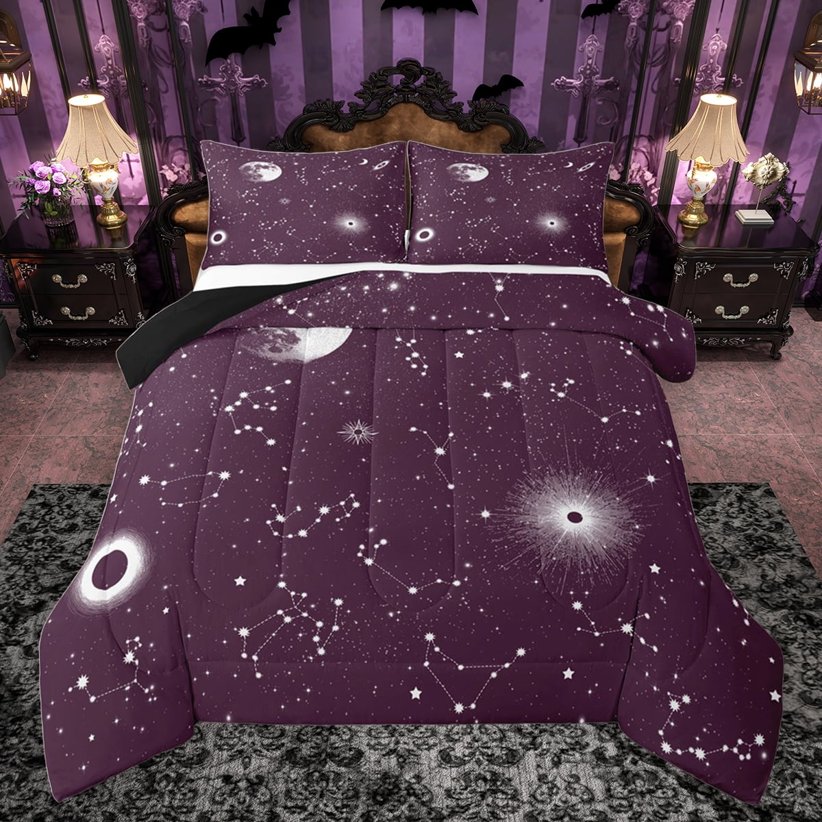 jejeloiu Galaxy Starry Sky Bedding Comforter Set,Constellation Pattern ...
