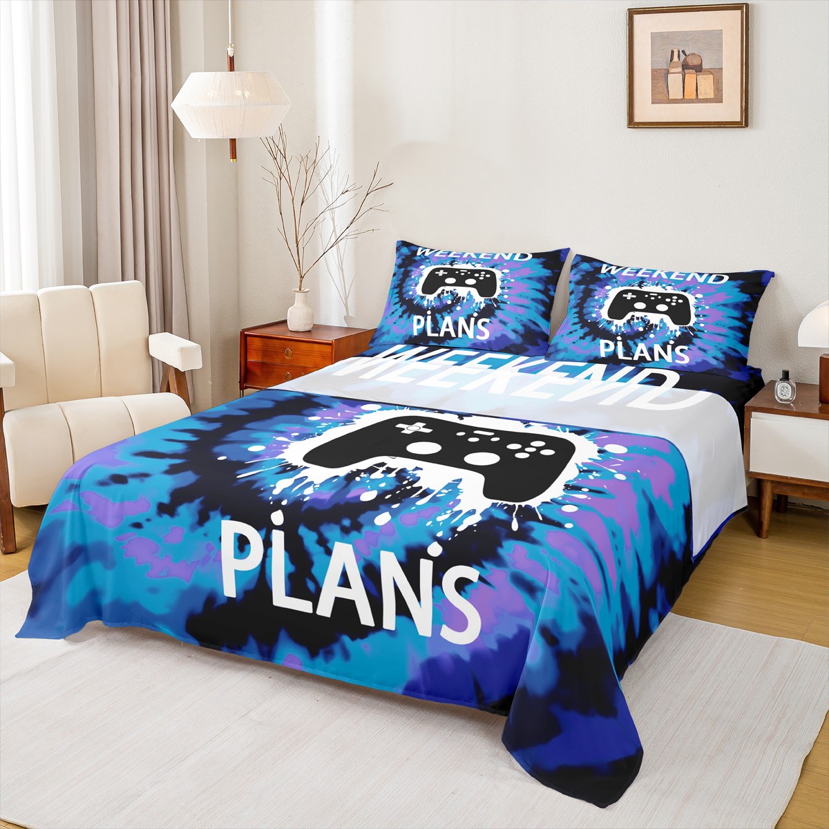 jejeloiu Gamer Gaming Bed Sheets,Modern Video Game King Sheets ...