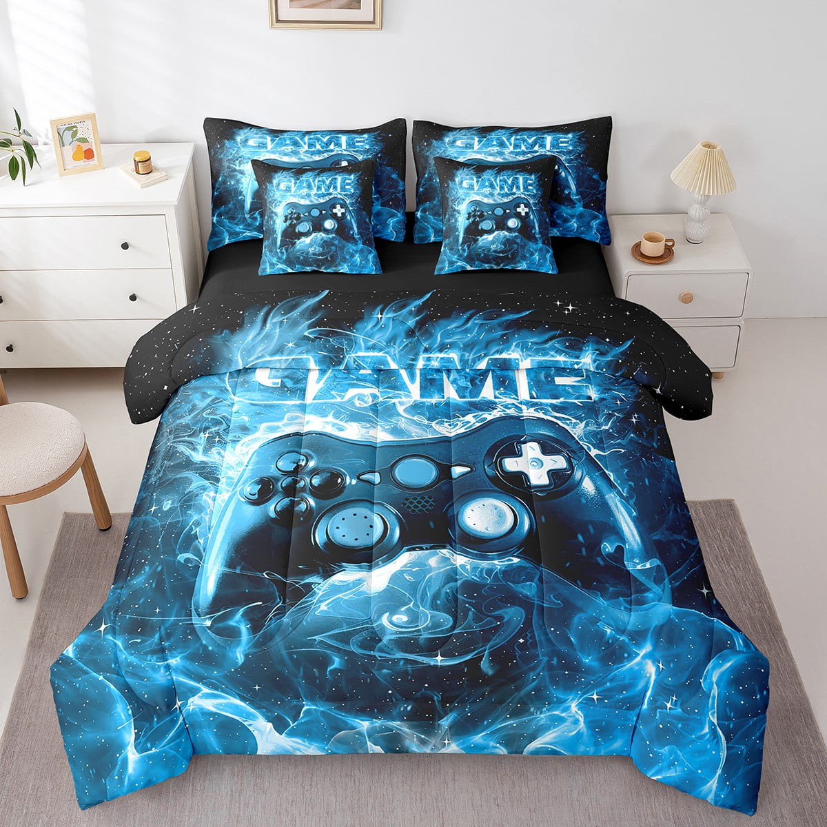 jejeloiu Gamer Gaming Bedding Comforter Set 7pcs,Modern Video Game ...