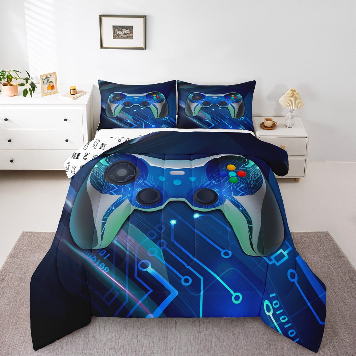jejeloiu Gamer Gaming Bedding Comforter Set,Modern Video Game Twin ...
