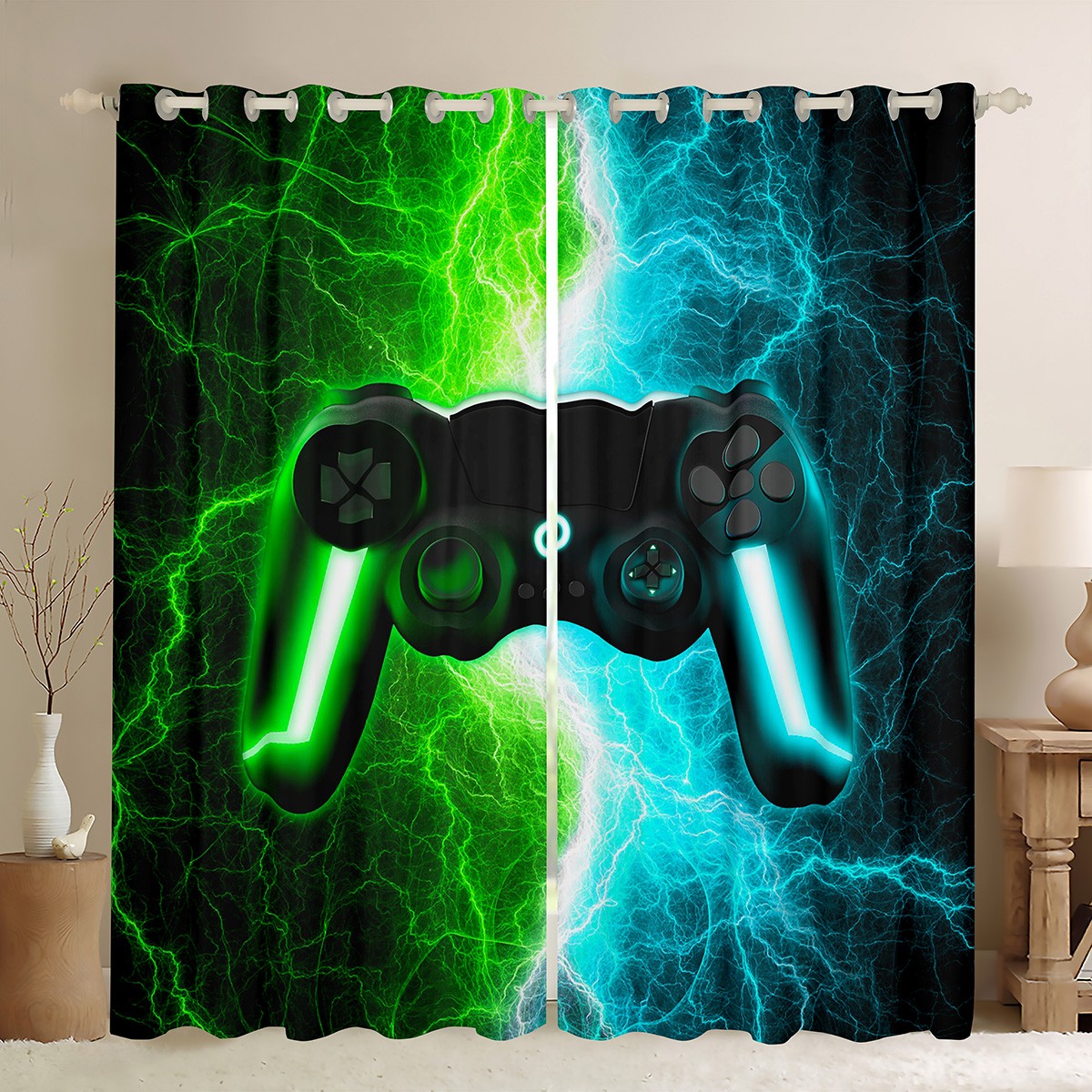 jejeloiu Gamer Gaming Black Out Curtains,Modern Video Game Curtains ...