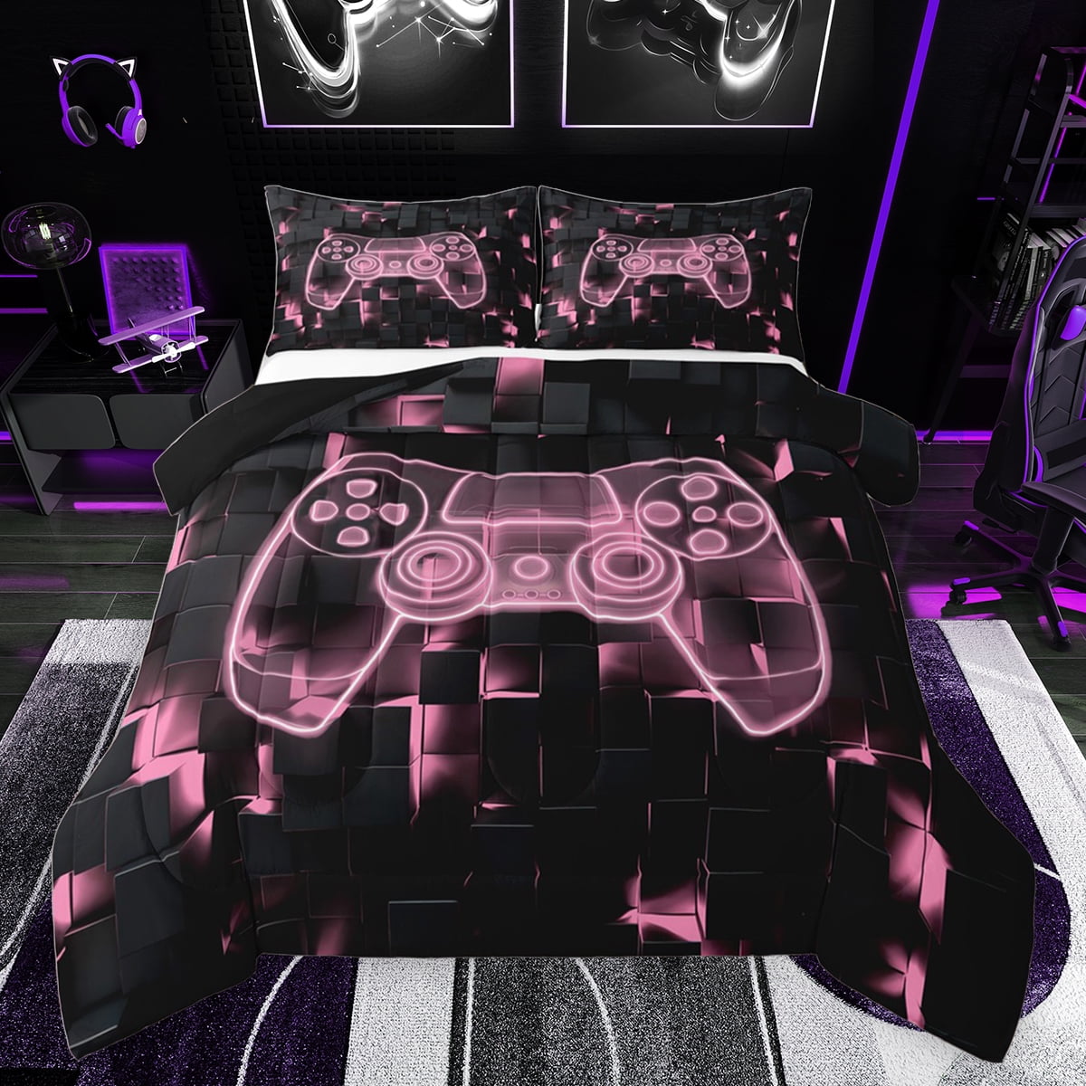 jejeloiu Gamer Gaming Full Size Comforter Sets,Modern Video Game ...