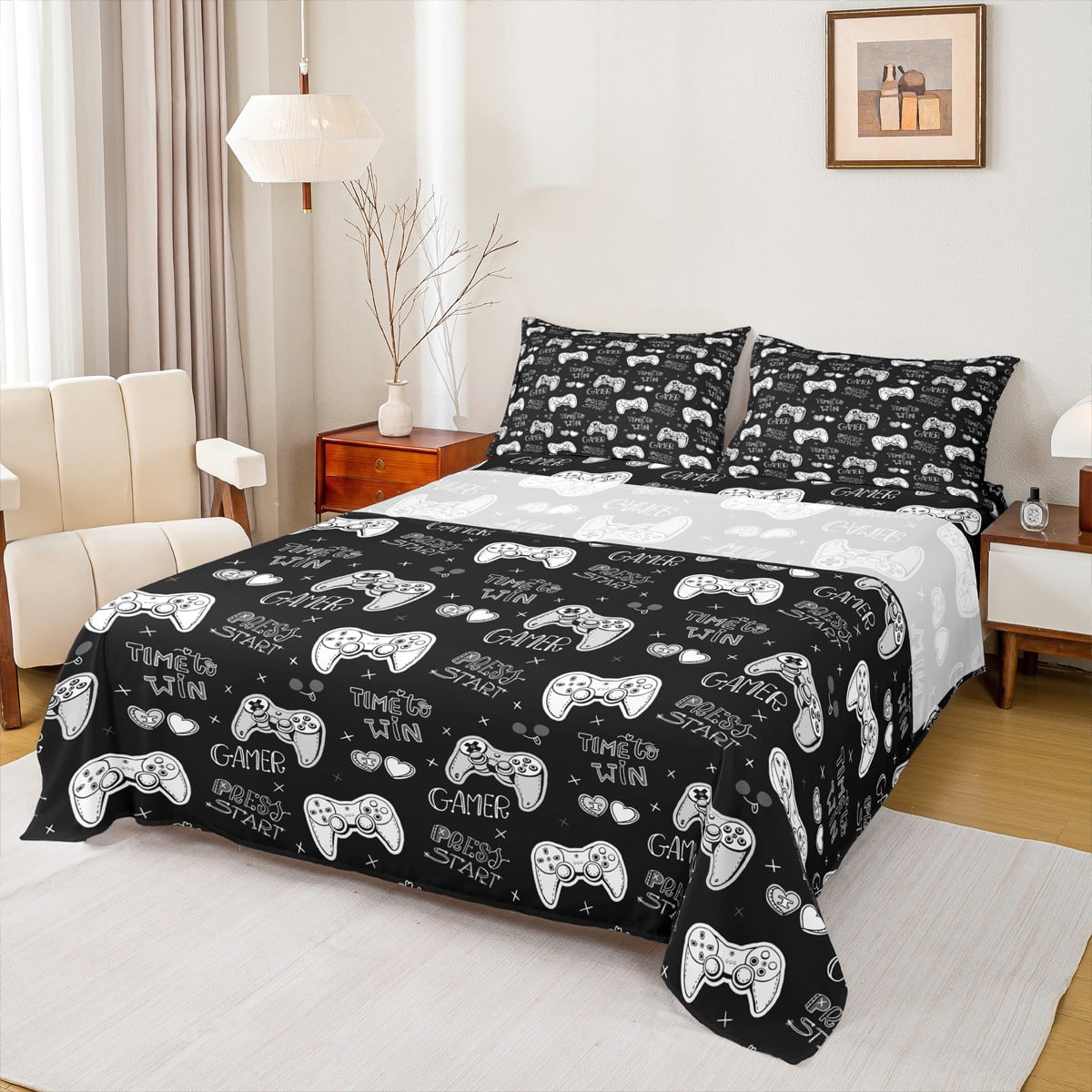 jejeloiu Gamer Gaming Full Size Sheets,Modern Video Game Bed Sheets ...
