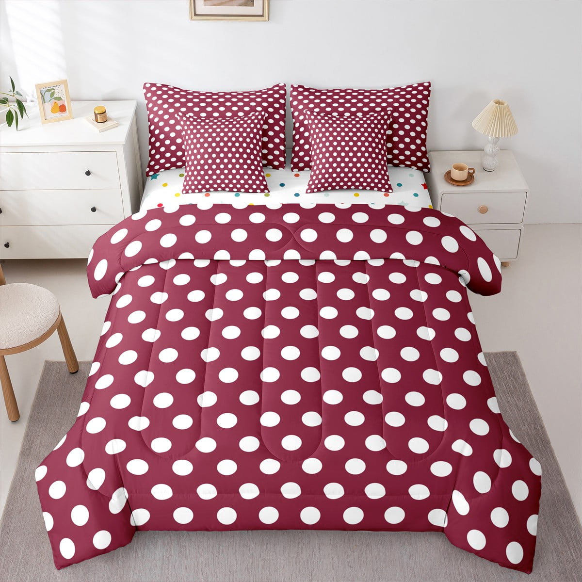 jejeloiu Geometric Circle Bedding Comforter Set 7-Piece,Modern ...