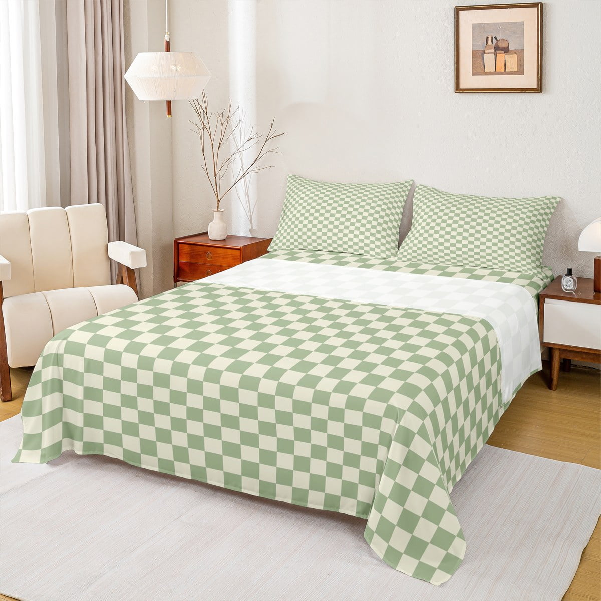 jejeloiu Geometric Checkered Full Size Sheets,Geometric Aesthetic Bed ...