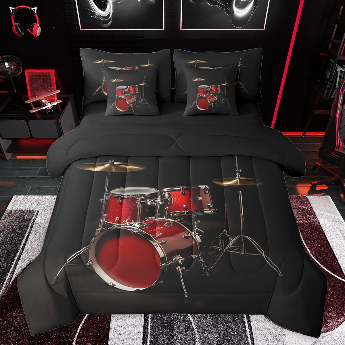 jejeloiu Gong Shelf 7-Piece Bedding Comforter Set,Musical Instrument ...
