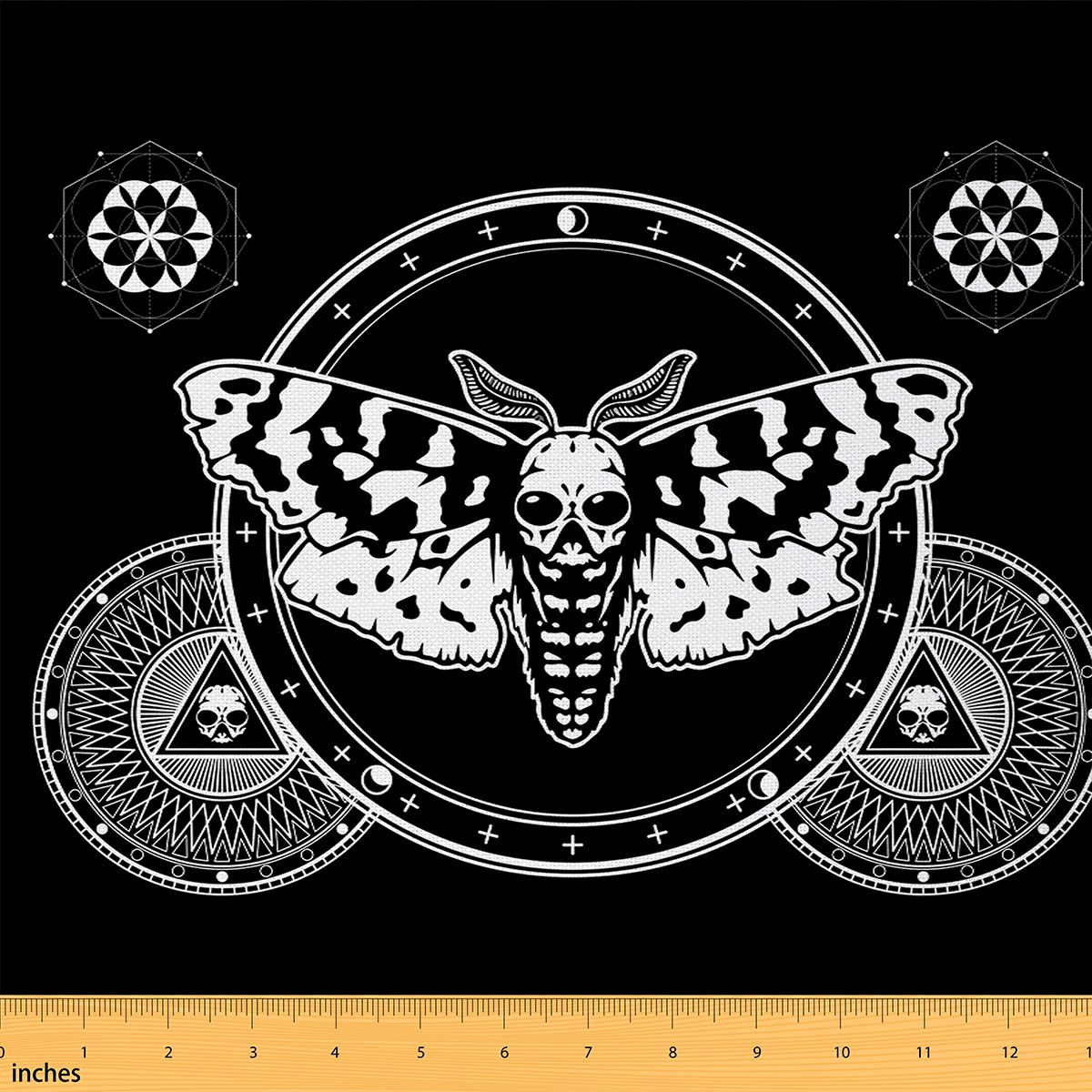 jejeloiu Gothic Moth Skull Fabric by the Yard 10 Yards,Boho Bohemain ...