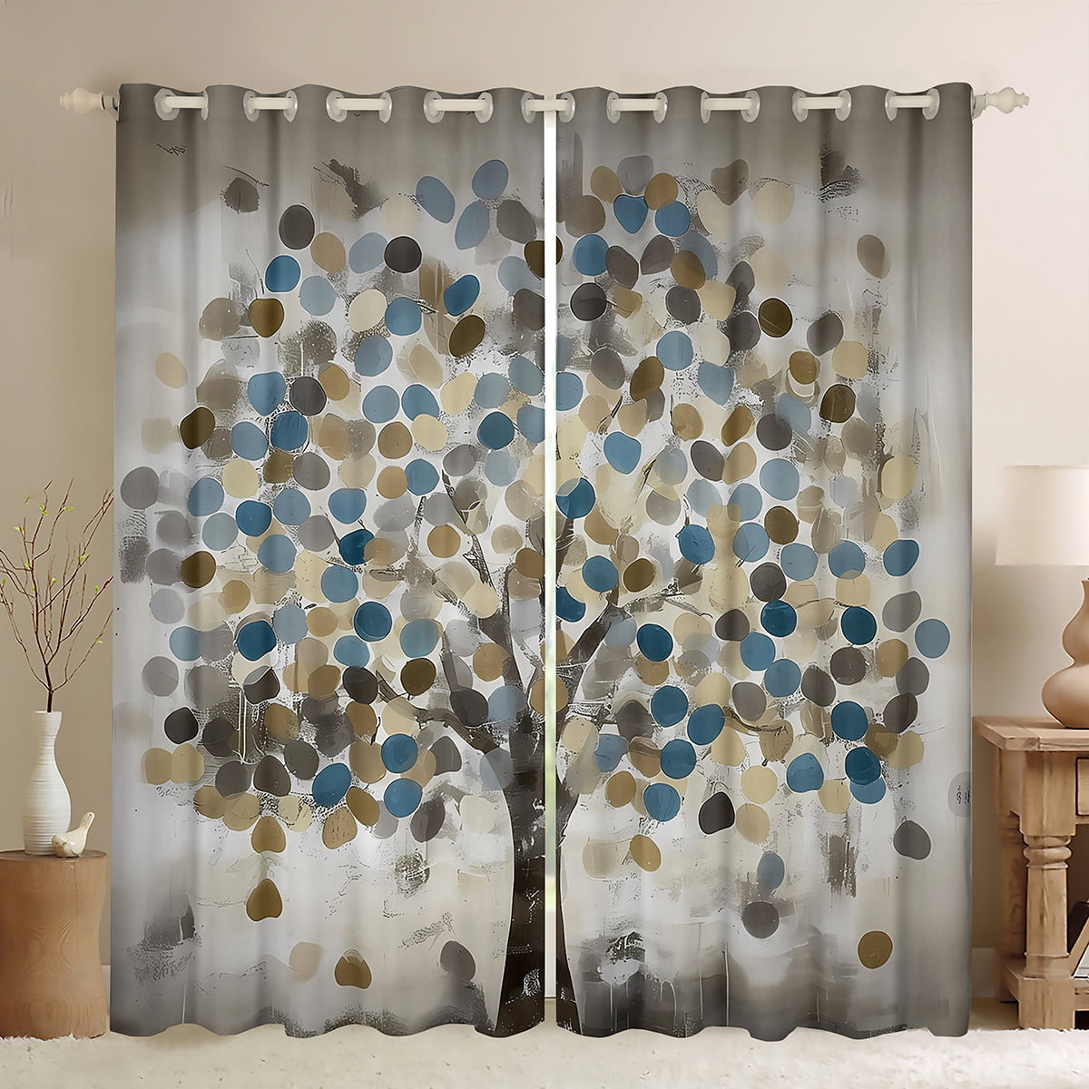 jejeloiu Graffiti Tree Blackout Curtains Set of 2 (38x54 Each),Retro ...