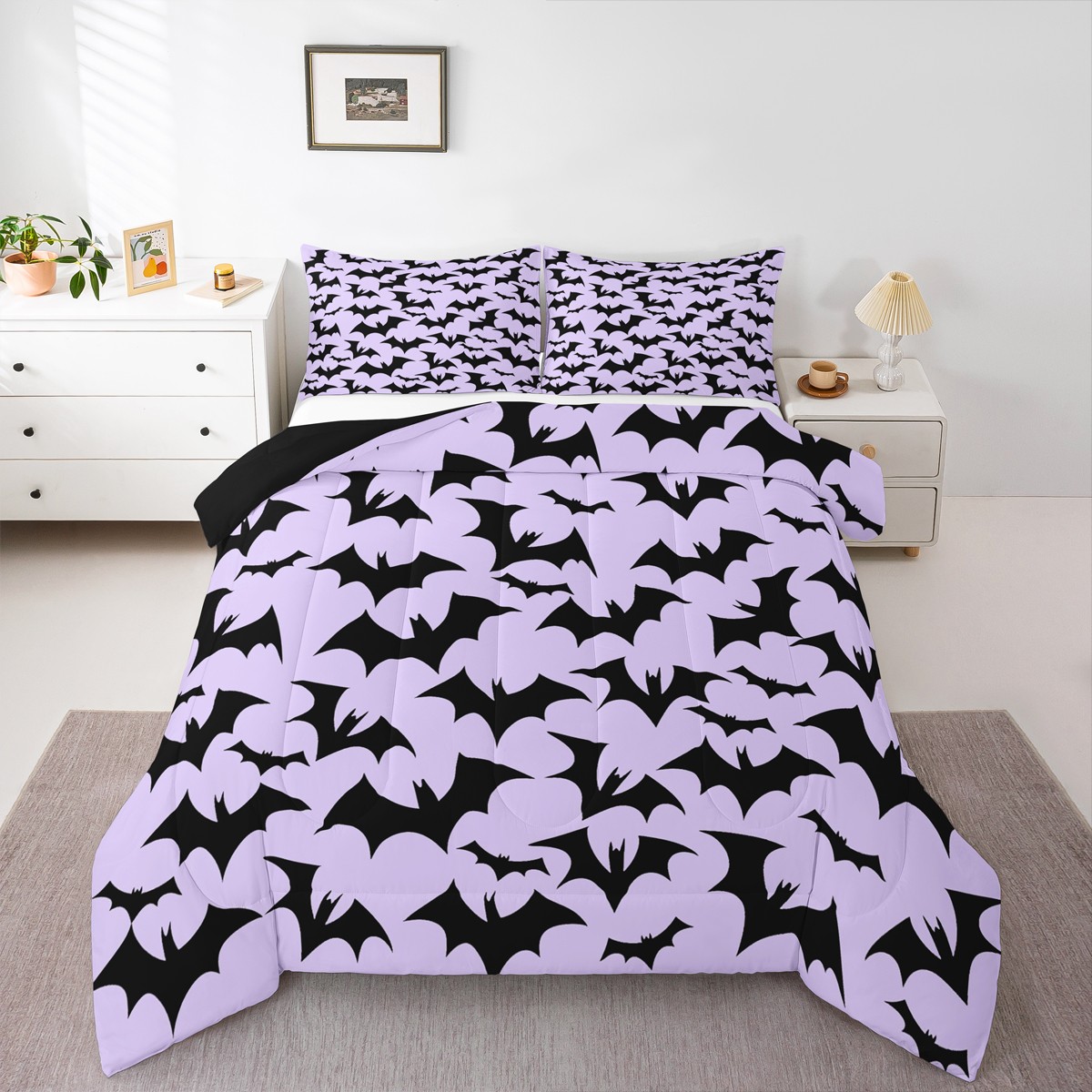 jejeloiu Halloween Bats Full Size Comforter Sets,Funny Cartoon Animal ...