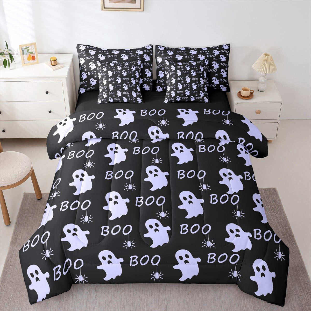 jejeloiu Halloween Ghost Spider Bedding Comforter Set 7-Piece,Funny ...