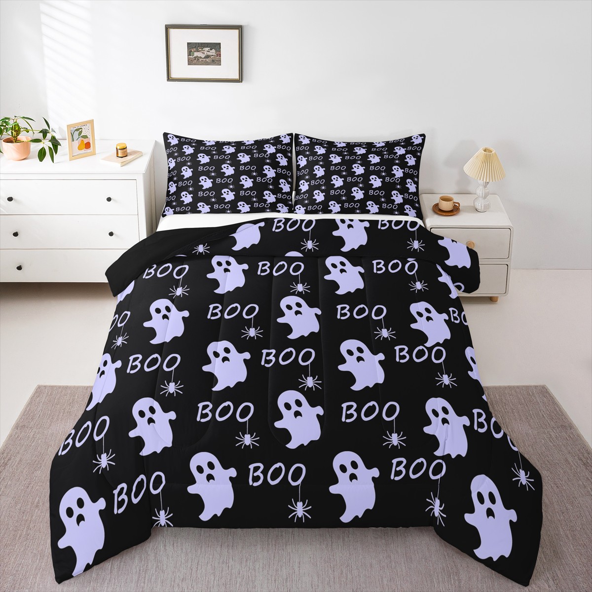 jejeloiu Halloween Ghost Spider Bedding Comforter Set,Funny Cartoon ...