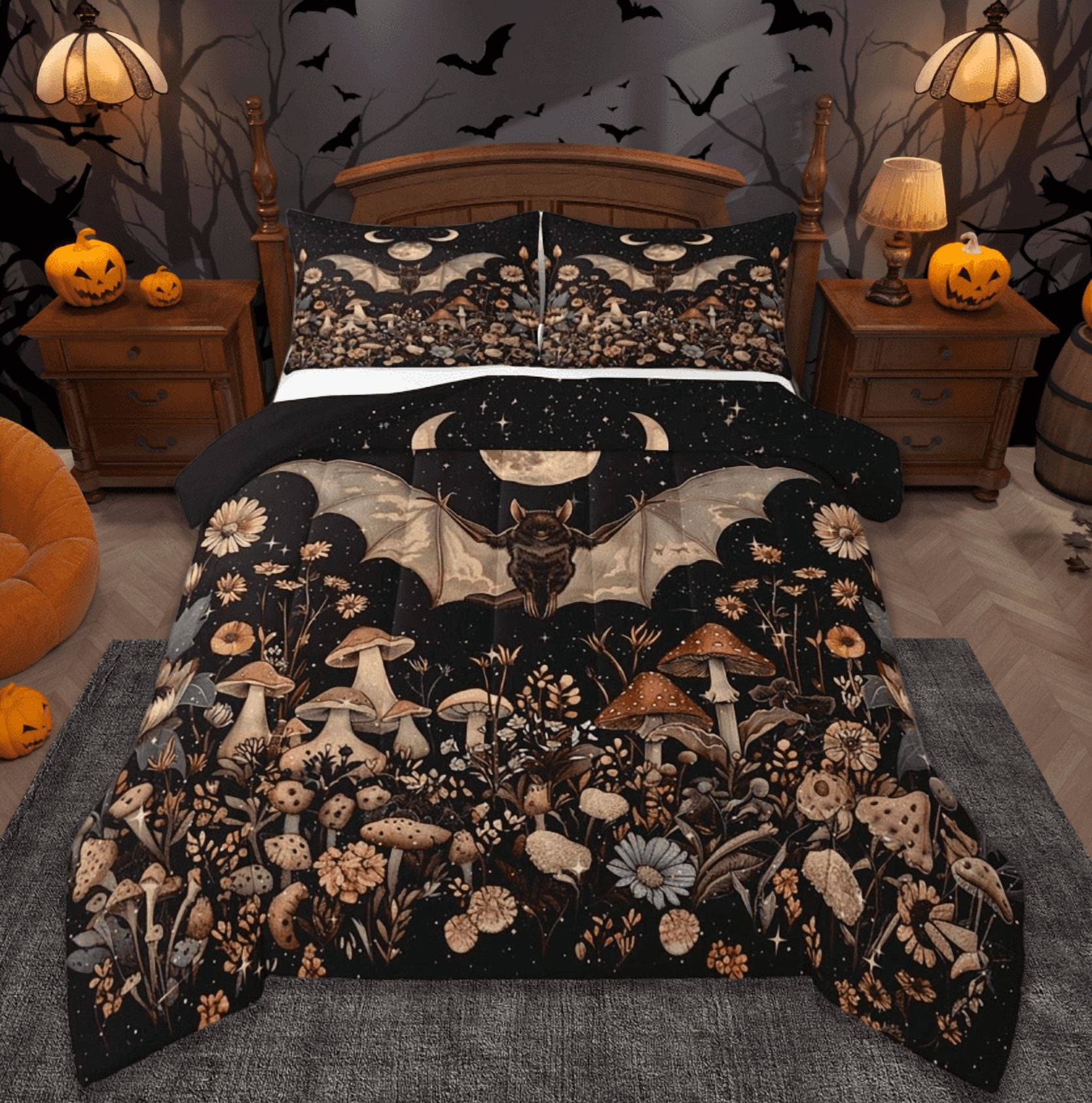 jejeloiu Halloween Spooky Bats Full Size Comforter Sets,Cartoon ...