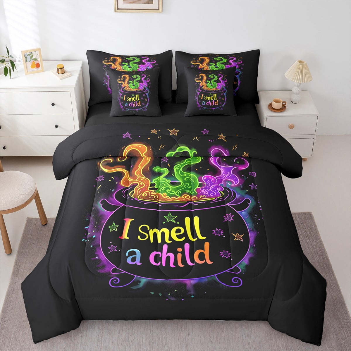 jejeloiu Happy Halloween Twin Bedding Sets 7-Piece,I Amell A Child ...