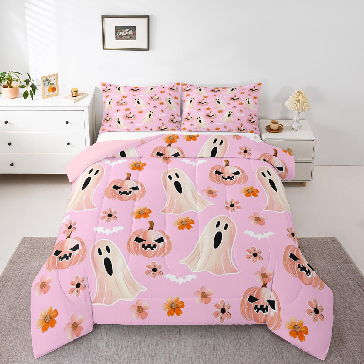 jejeloiu Horror Ghost Bedding Comforter Set,Happy Halloween Twin ...