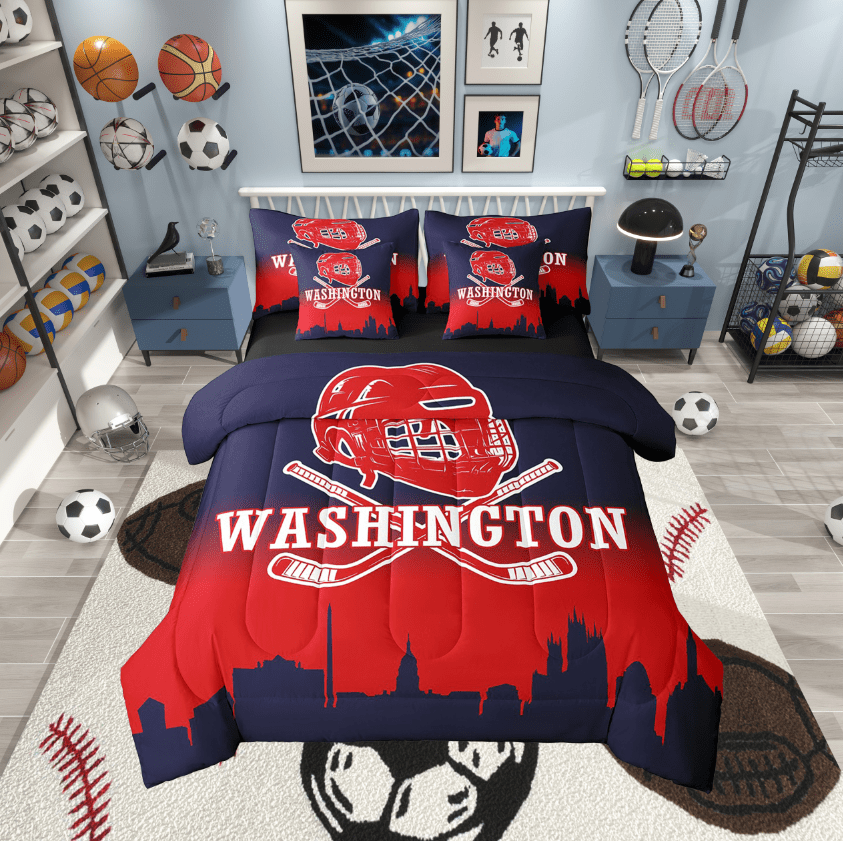 jejeloiu Ice Hockey City Bedding Comforter Set,7-Piece,Sports Theme ...