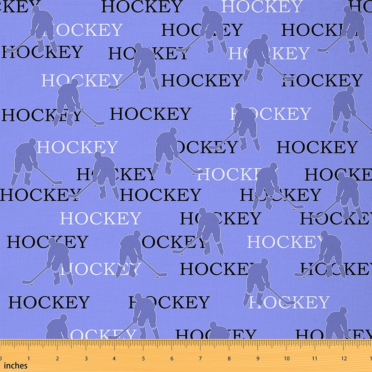 jejeloiu Ice Hockey Fabric by the Yard 2 Yards,Hockey Game Room Decor ...