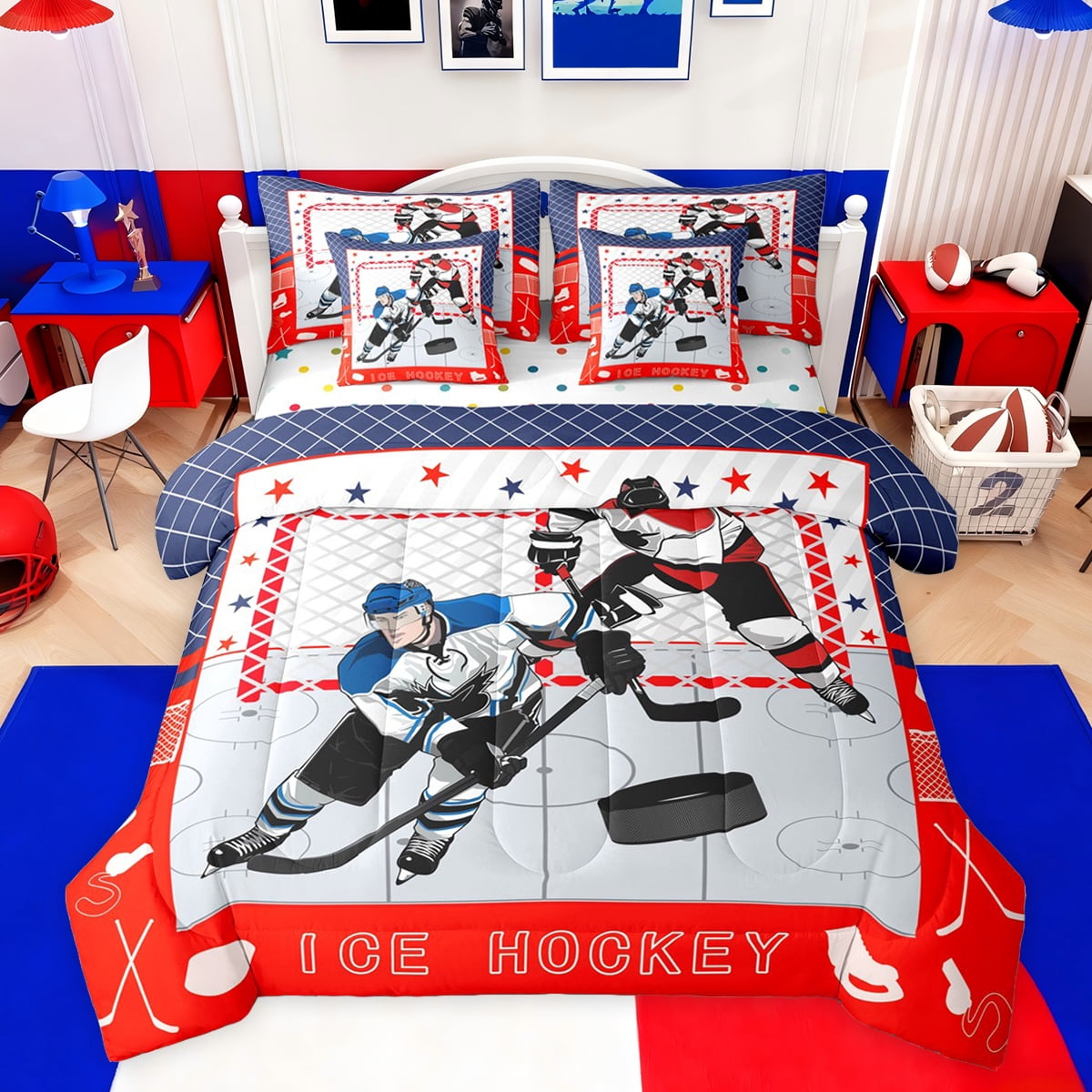 jejeloiu Ice Hockey Gamer 7-Piece Twin Bedding Sets,Hockey Sport Game ...