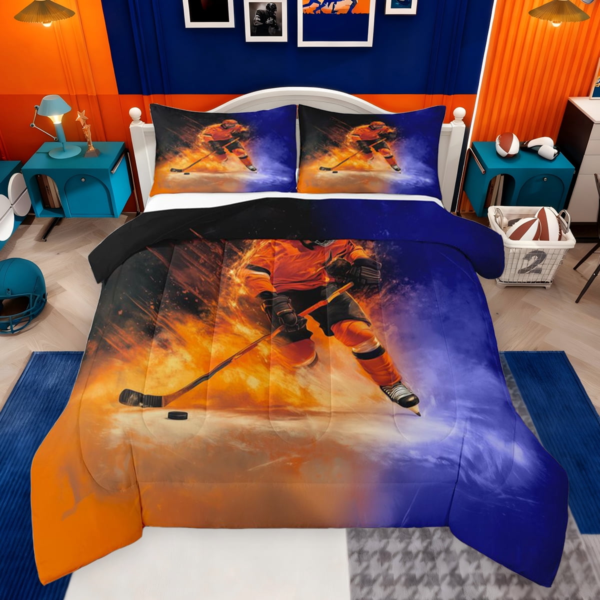 jejeloiu Ice Hockey Gamer Bedding Comforter Set,Sport Theme Twin ...