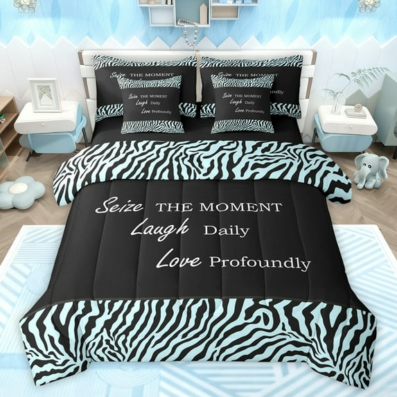 jejeloiu Inspirational Quote Theme 7-Piece Bedding Comforter Set,Wild ...
