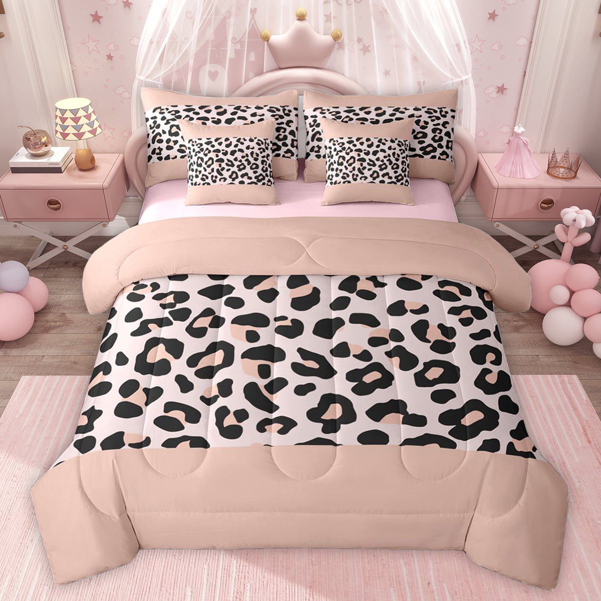 jejeloiu Jungle Cheetah Print 7pcs Bedding Comforter Set,Leopard Animal ...