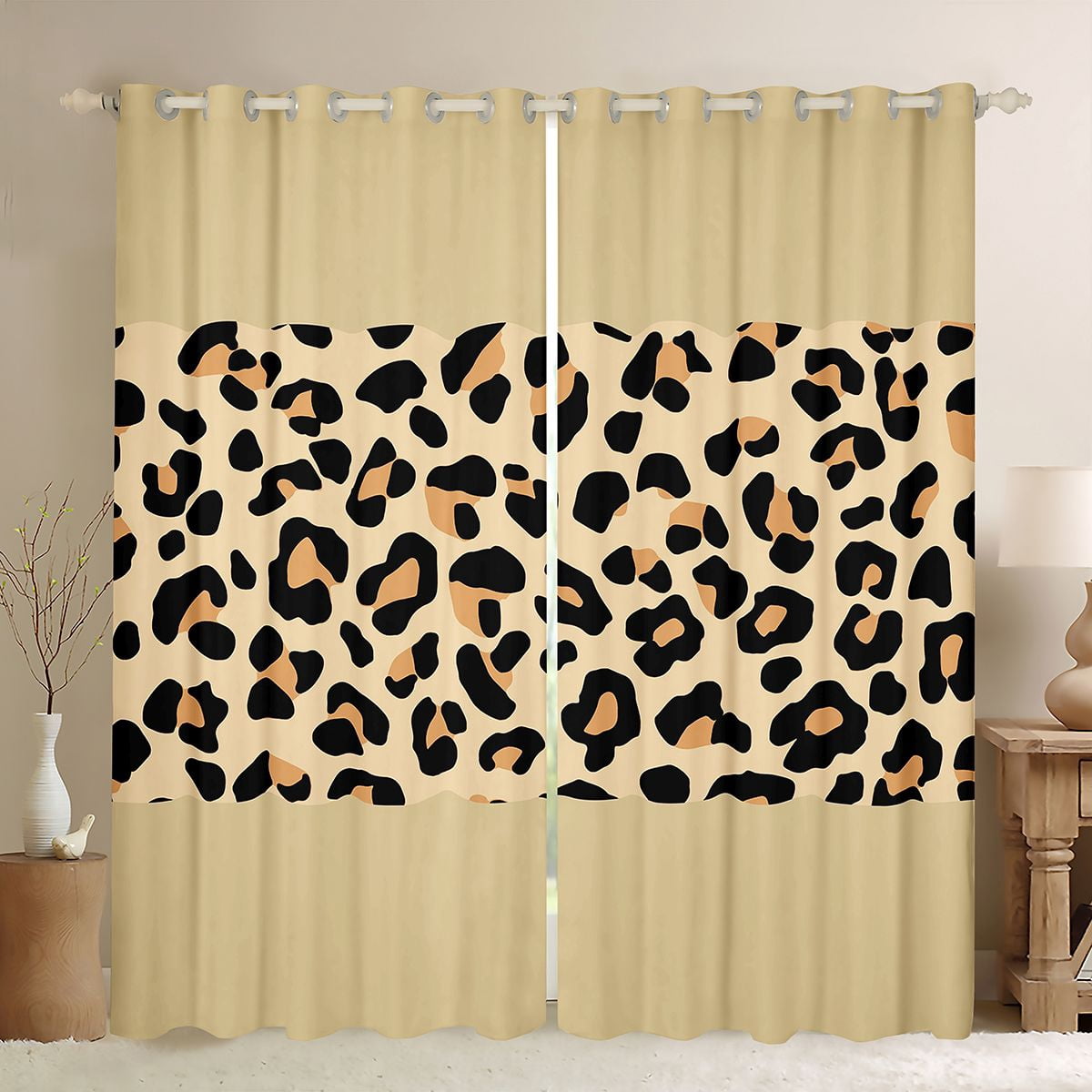 jejeloiu Jungle Cheetah Print Black Out Curtains,Leopard Animal Texture ...