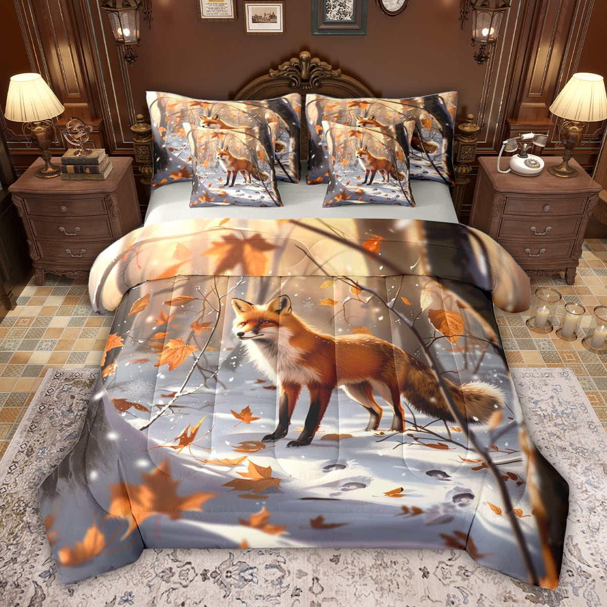 jejeloiu Jungle Fox Animal 7pcs Bedding Comforter Set,Autumn Fall ...