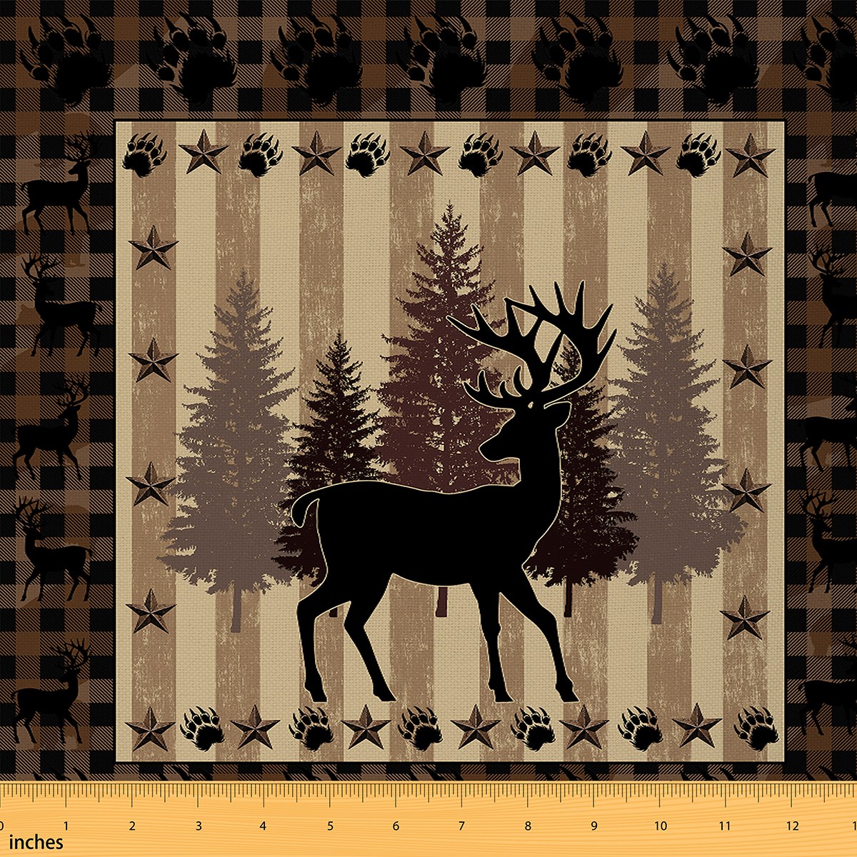 jejeloiu Jungle Wildlife Deer Fabric by the Yard 3 Yards,Wild Animal ...