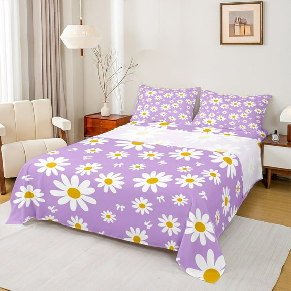 jejeloiu Kawaii Bow Ribbon Bed Sheets,Cute Cartoon Floral King Sheets ...