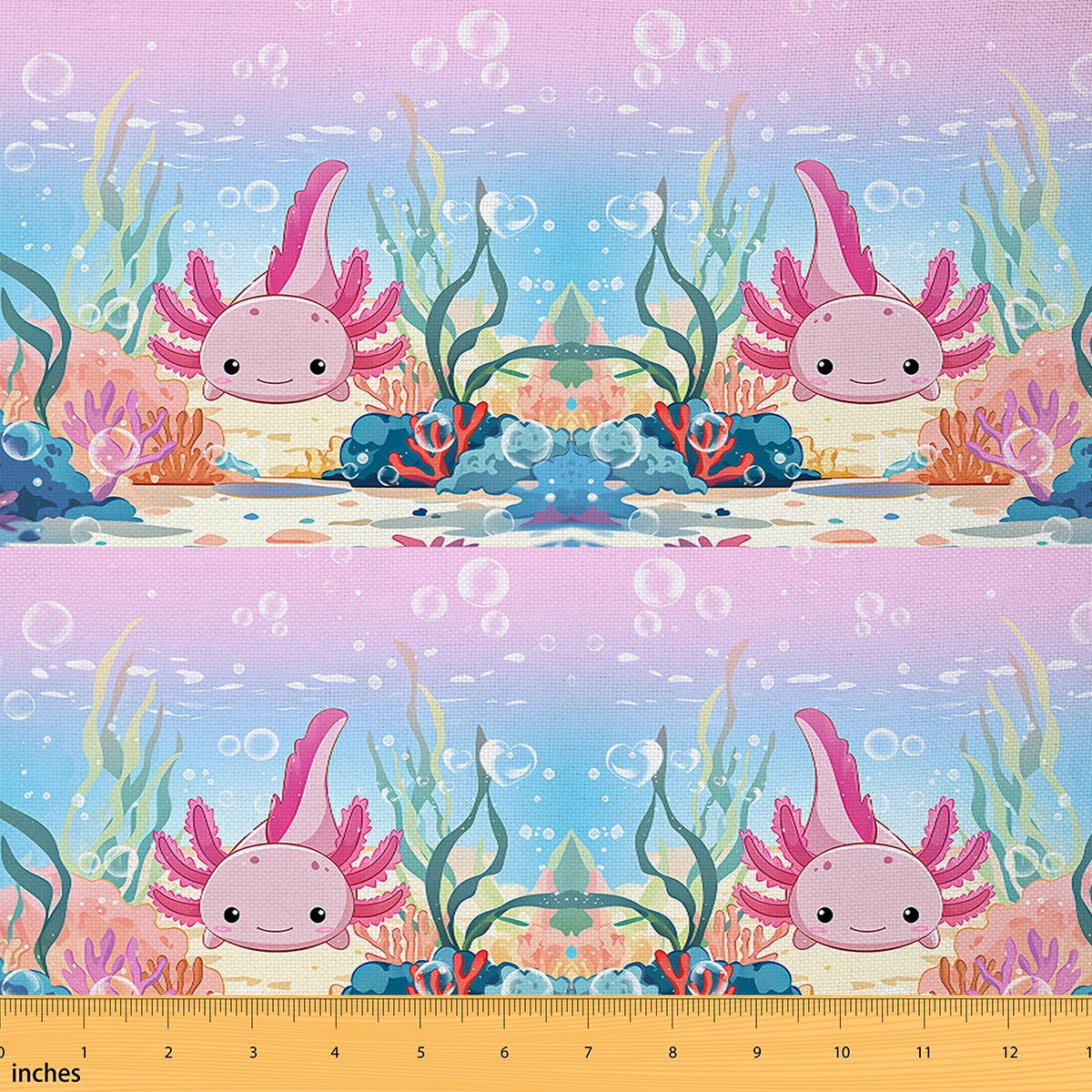 jejeloiu Kawaii Salamander Axolotl Fabric by the Yard 3 Yards,Magic ...