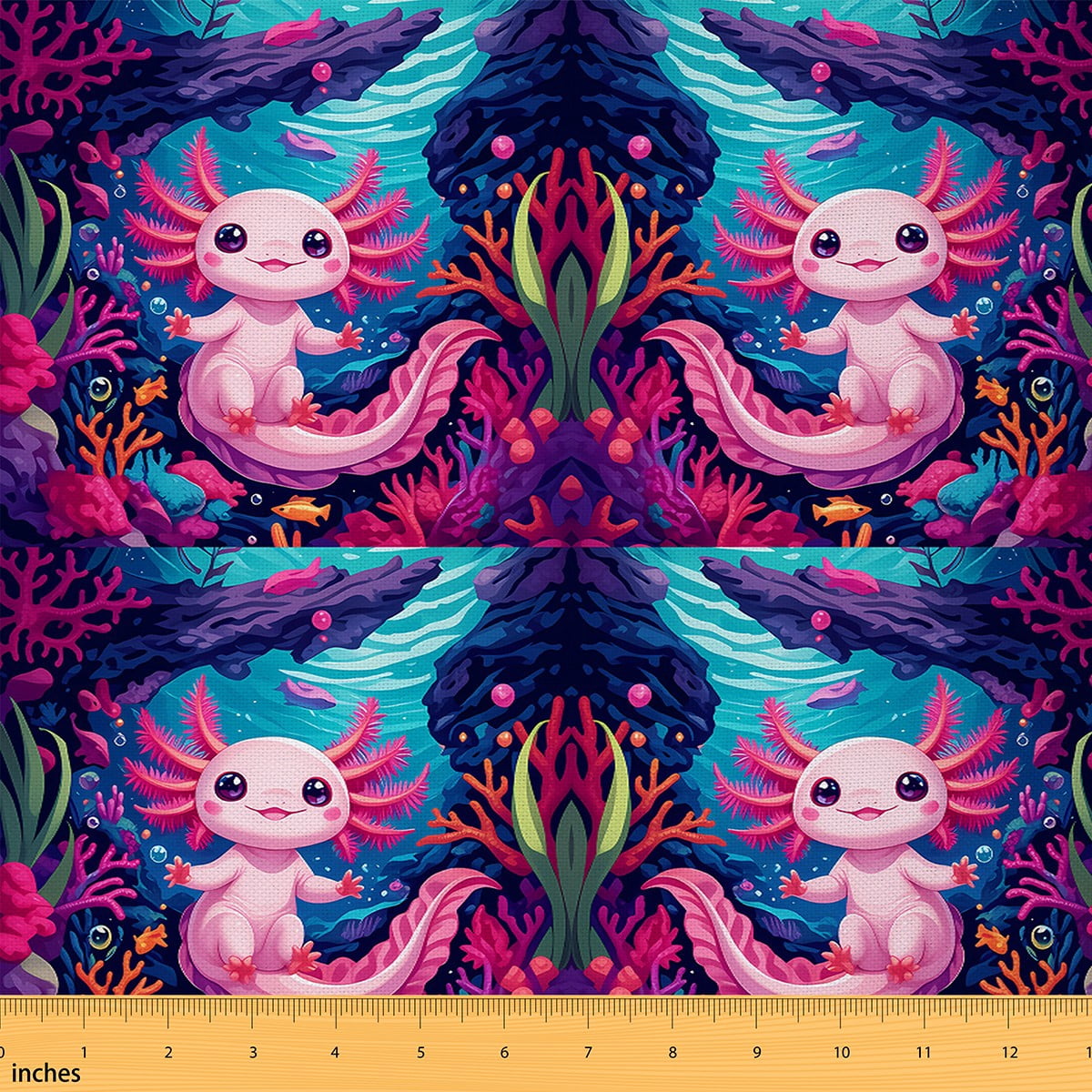 jejeloiu Kawaii Salamander Axolotl Fabric by the Yard 3 Yards,Magic ...