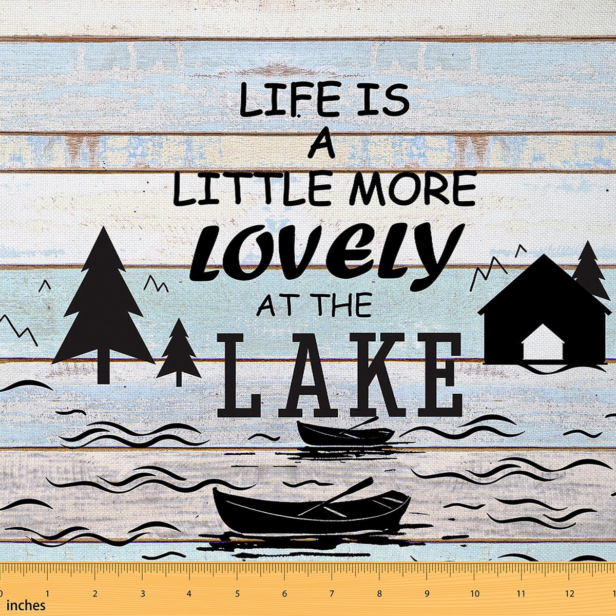 jejeloiu Lake Life Fabric by the Yard 10 Yards, Vintage Farmhouse Lodge ...