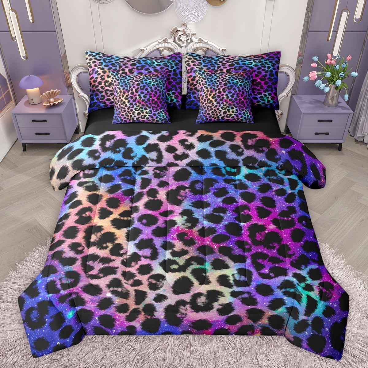 jejeloiu Leopard Print 7pcs Bedding Comforter Set,Abstract Cheetah ...