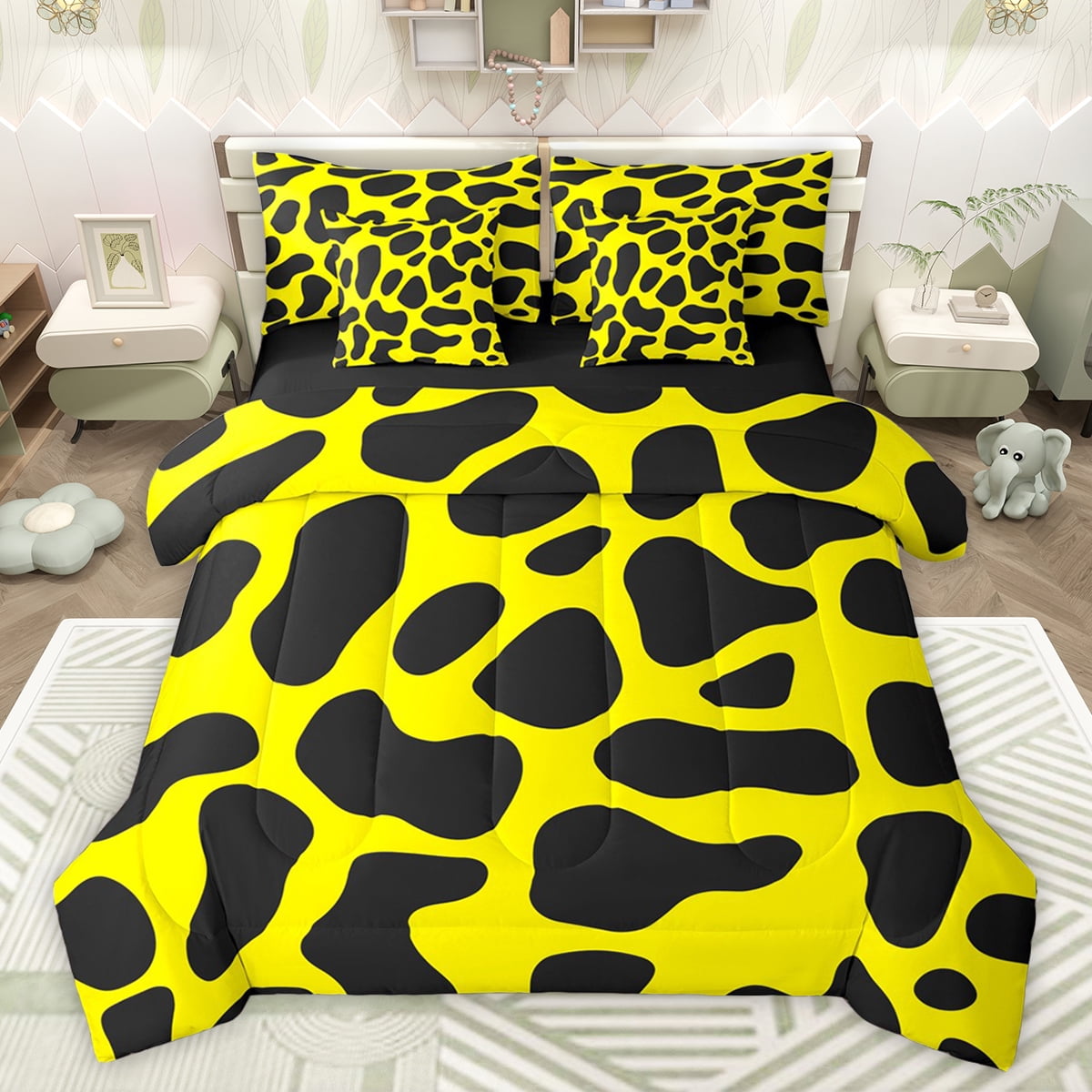 jejeloiu Leopard Print 7pcs Bedding Comforter Set,Abstract Cheetah ...