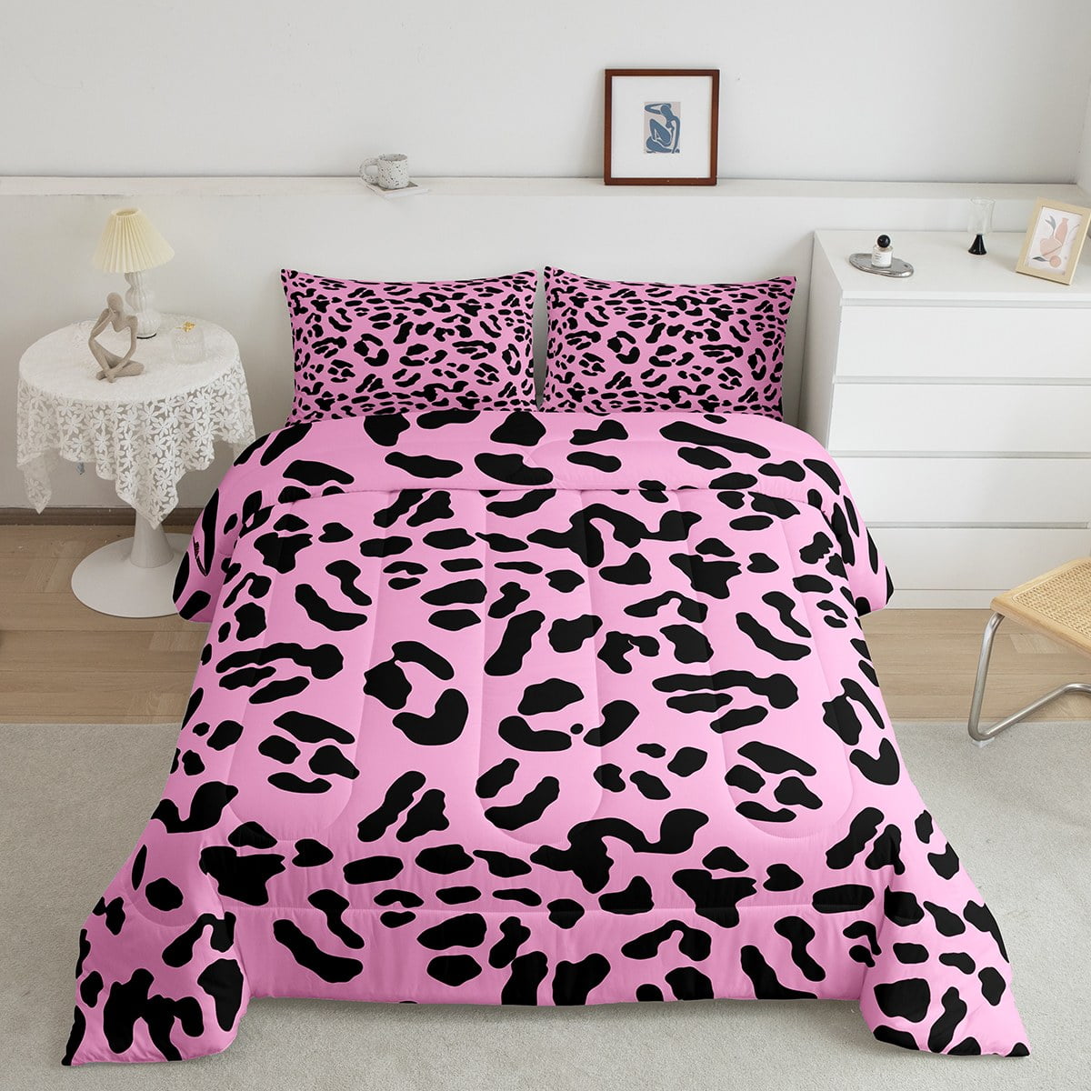 jejeloiu Leopard Print Bedding Comforter Set,Jungle Animal Twin ...