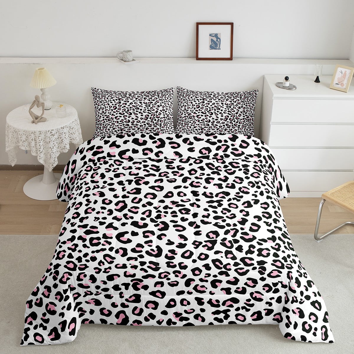 jejeloiu Leopard Print Full Size Comforter Sets,Jungle Animal Bedding ...