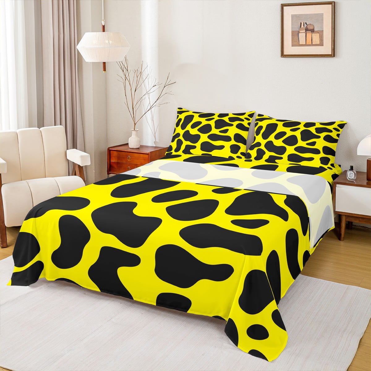 jejeloiu Leopard Print Full Size Sheets,Abstract Cheetah Pattern Bed ...