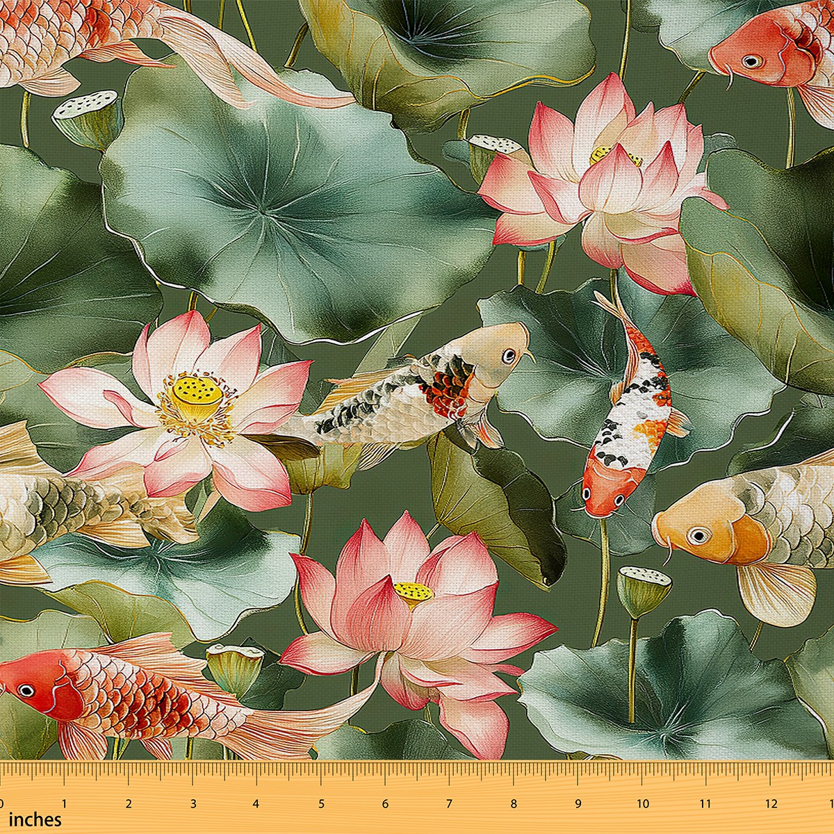 jejeloiu Lotus Flower Fabric by the Yard 2 Yards,Rustic Floral Room ...
